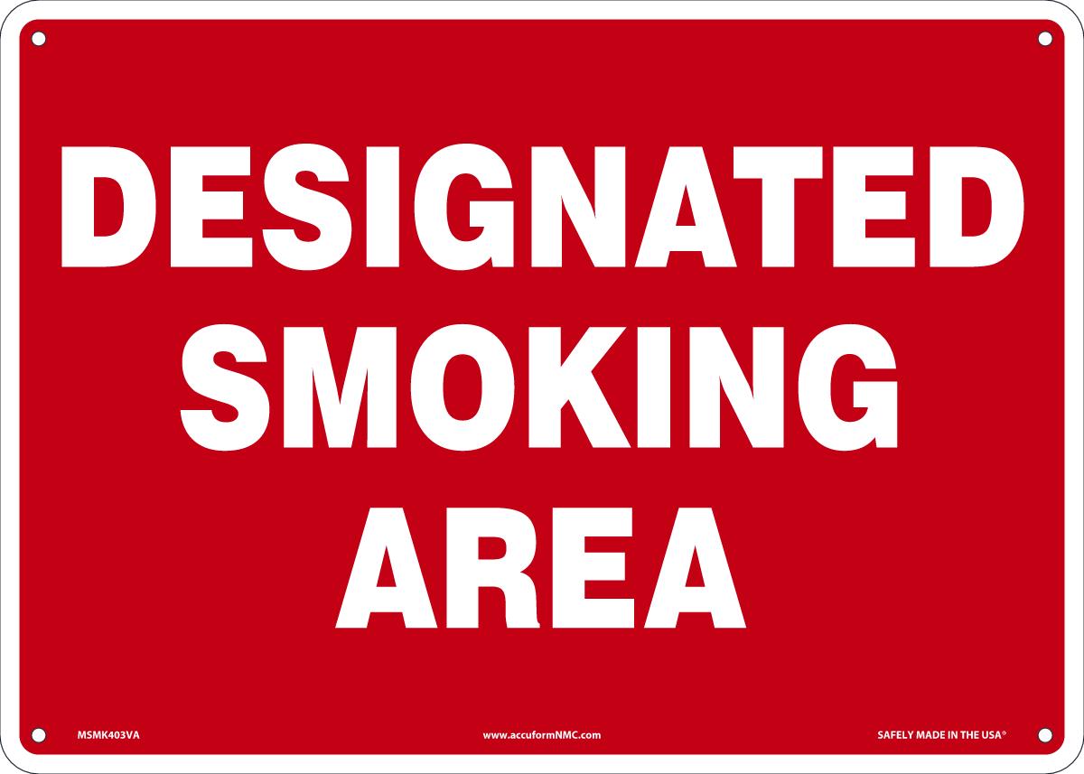 Sign DESIGNATED SMK AREA 10X14 AL – Safety-Stop Supply