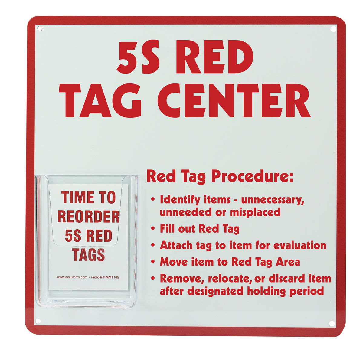 5S RD Tag CENT BD 12x12 AL – Safety-Stop Supply